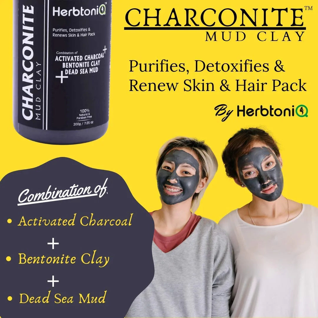 HerbtoniQ Charconite Mud Clay Purifies, Detoxifies And Renews Skin ...