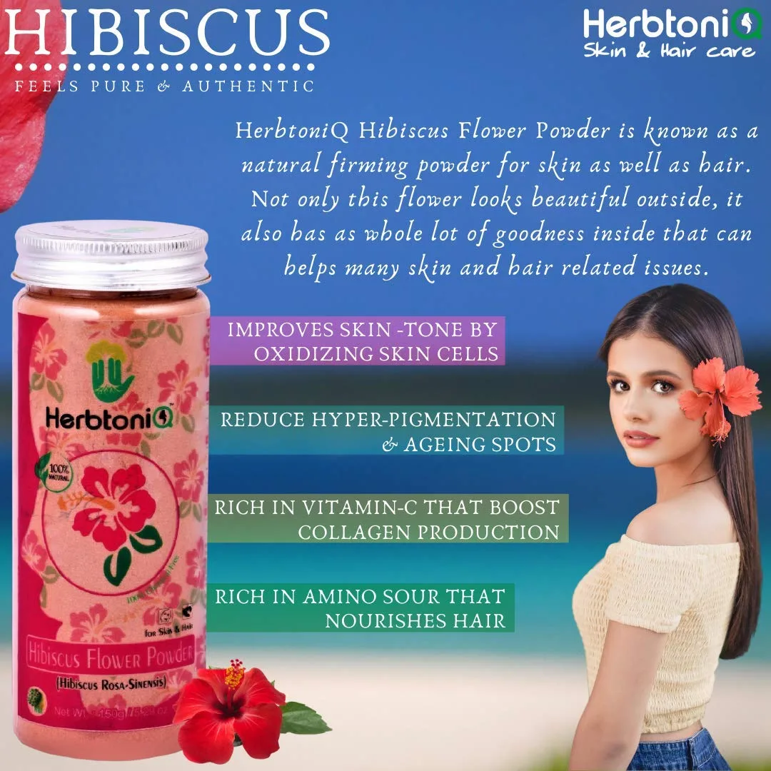 HerbtoniQ Natural Hibiscus Flower Powder 150g, Dry Amla Powder 125g And ...