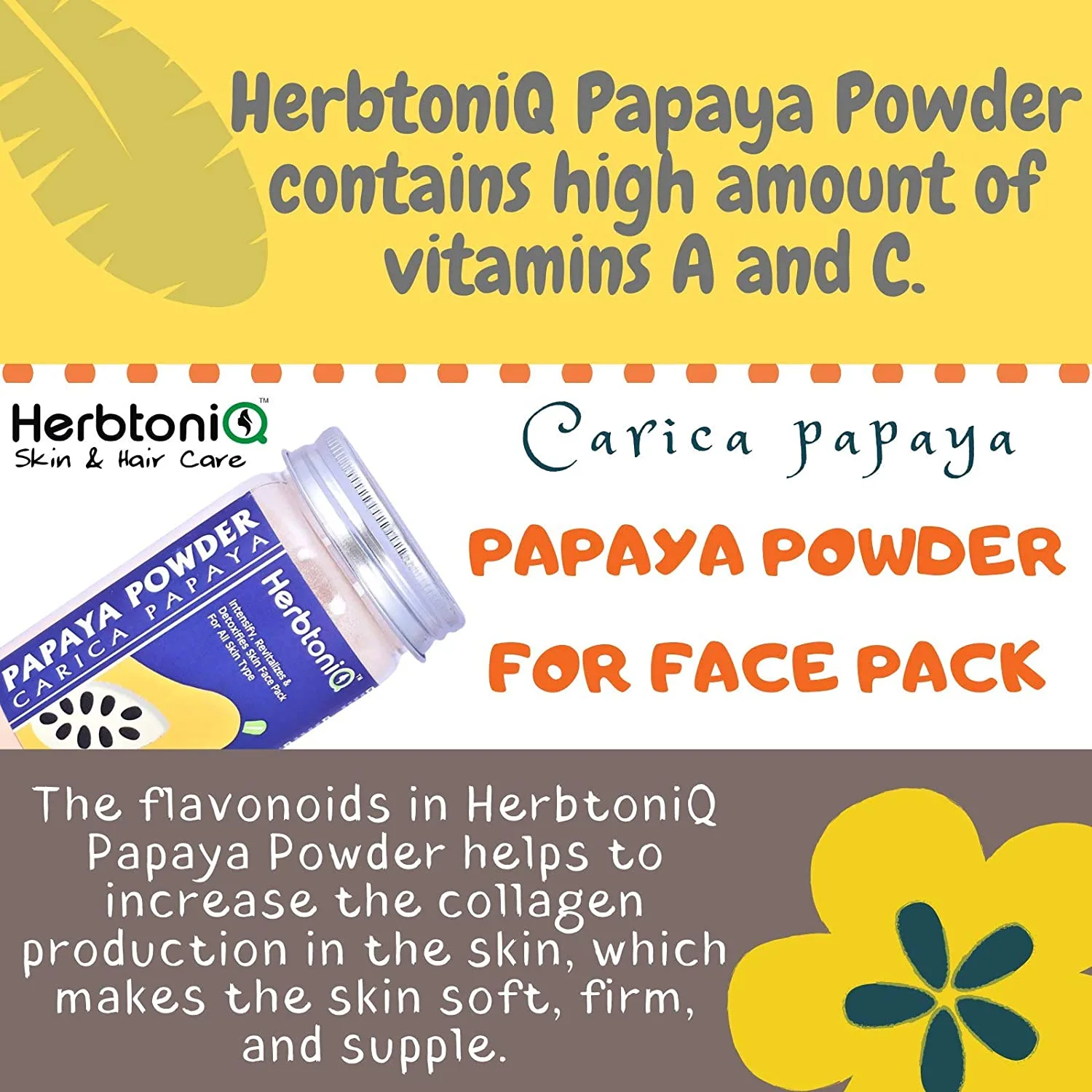 HerbtoniQ Papaya Powder And Banana Powder For Face Pack (300 g) - HerbtoniQ
