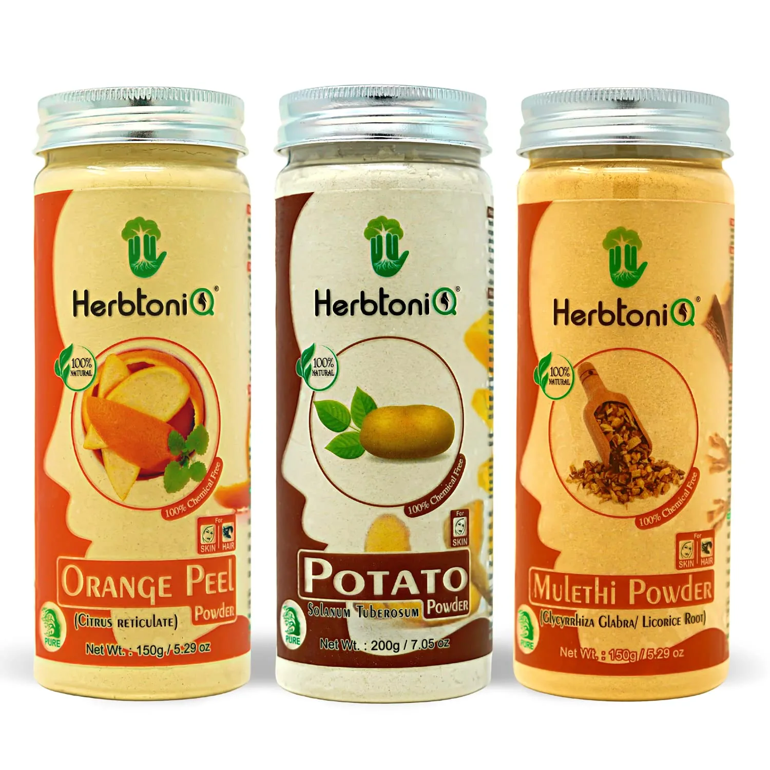 HerbtoniQ Natural Orange Peel Powder, Potato Powder And Mulethi Powder ...