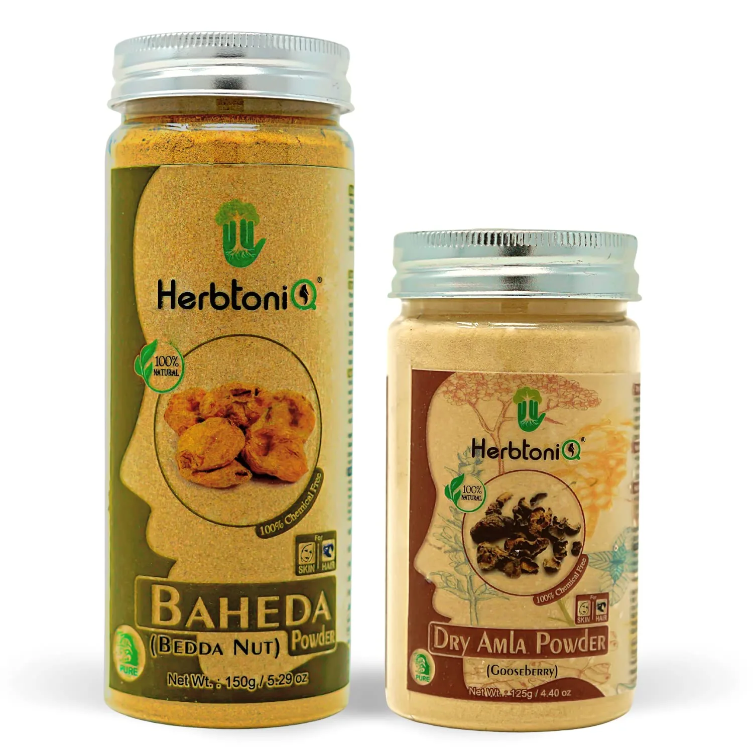 HerbtoniQ 100% Natural Baheda and Dry Amla Powder for Dandruff, Frizzy ...