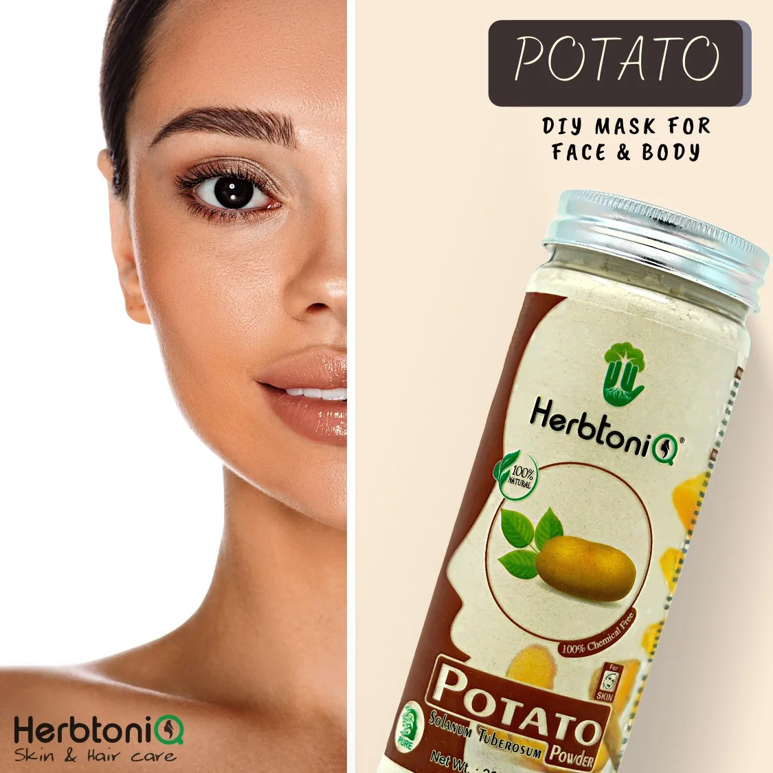 HerbtoniQ 100% Natural Potato Powder(Solanum Tuberosum) For Face Pack ...